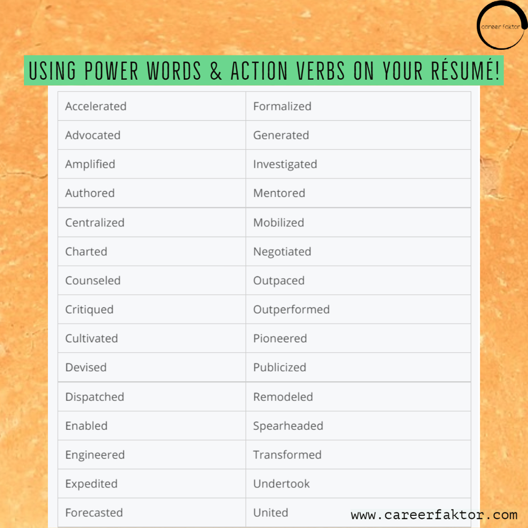 Using Power Words & Action Verbs on Your Résumé!